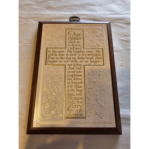 Hallmark | Accents | Vintage Hallmark Plaque The Lords Prayer Gold ...